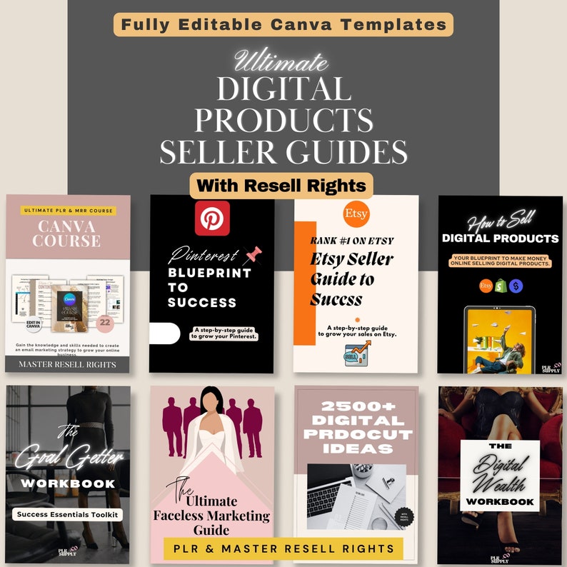 MRR Digital Product Course Bundle: Canva, Etsy, Pinterest (PLR) - Etsy