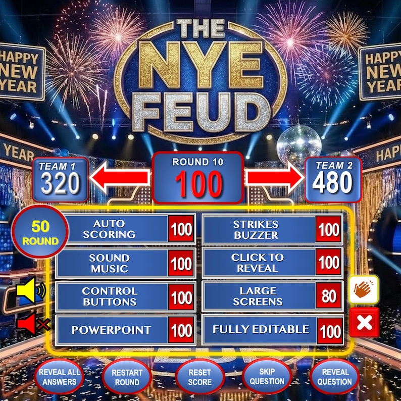 New Years Eve Party Friendly Feud Family Game, Editable Powerpoint Game ...