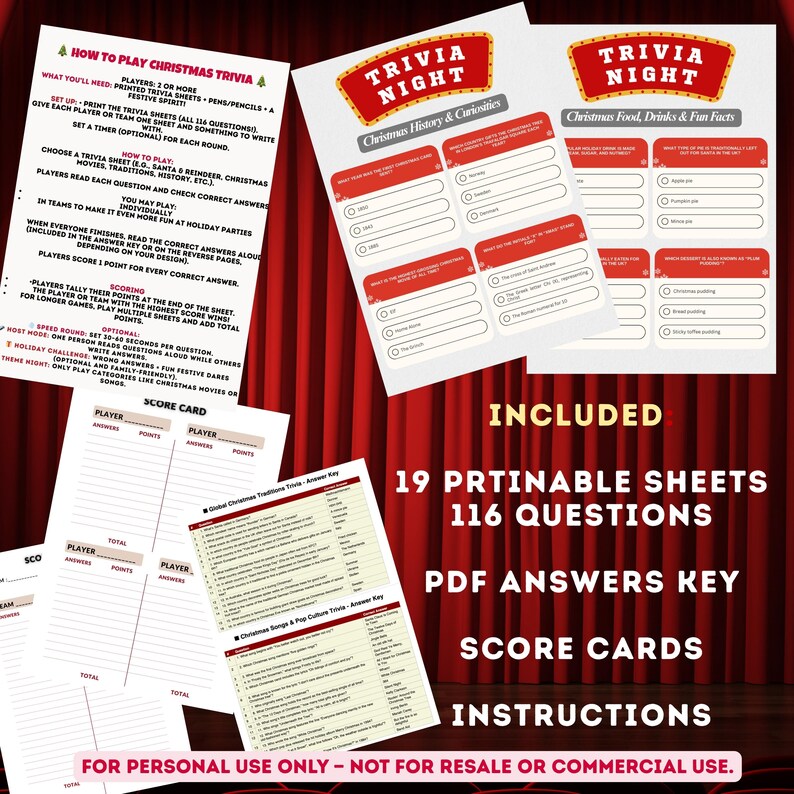 Christmas Trivia Game, 116 Questions Printable Party Games for Families ...