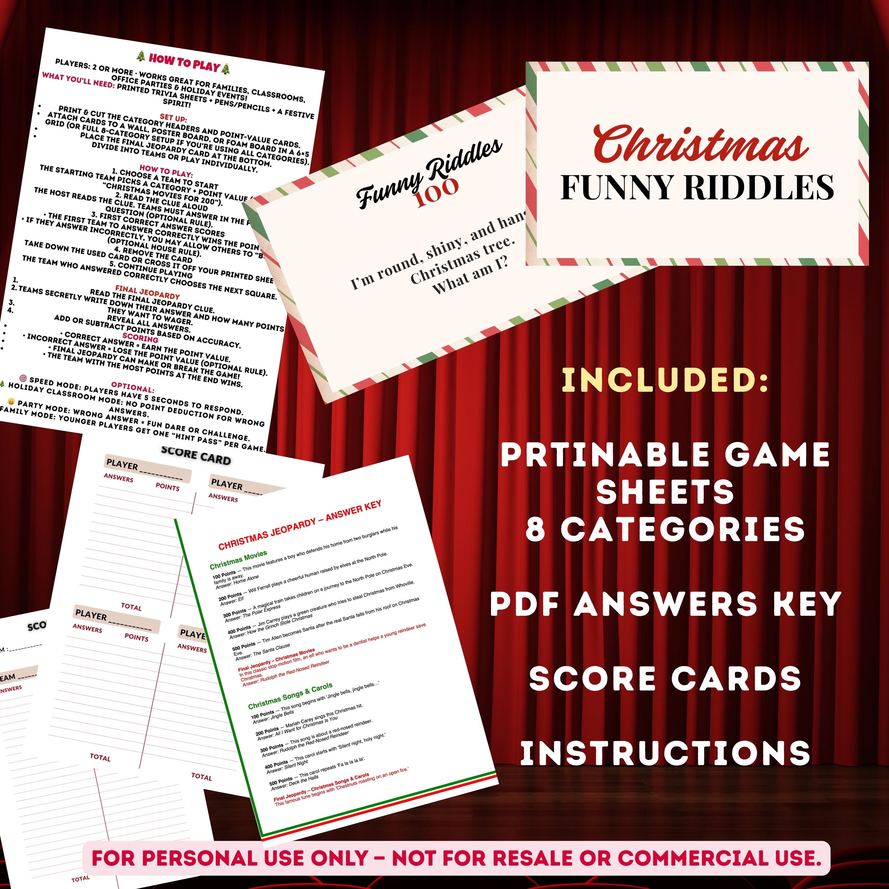 Christmas Jeopardy Game, Printable Party Family Games, Friendly Feud ...