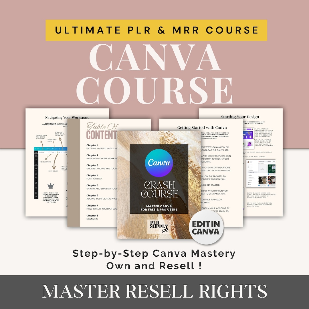 PLR Canva Crash Course Master Resell Rights Canva Guide Template Done ...