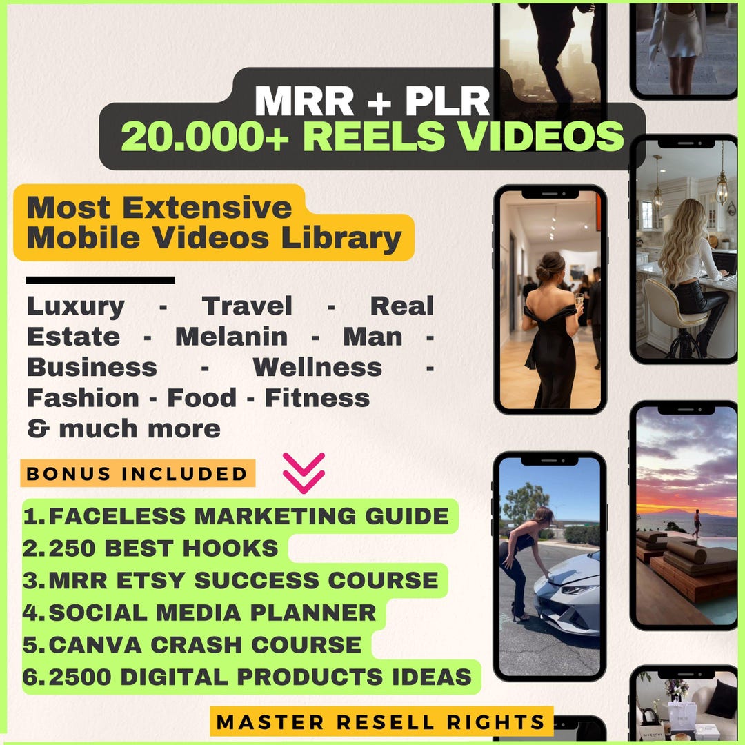 20,000+ Faceless Reels: Luxury, Wellness, & More (MRR) - Etsy