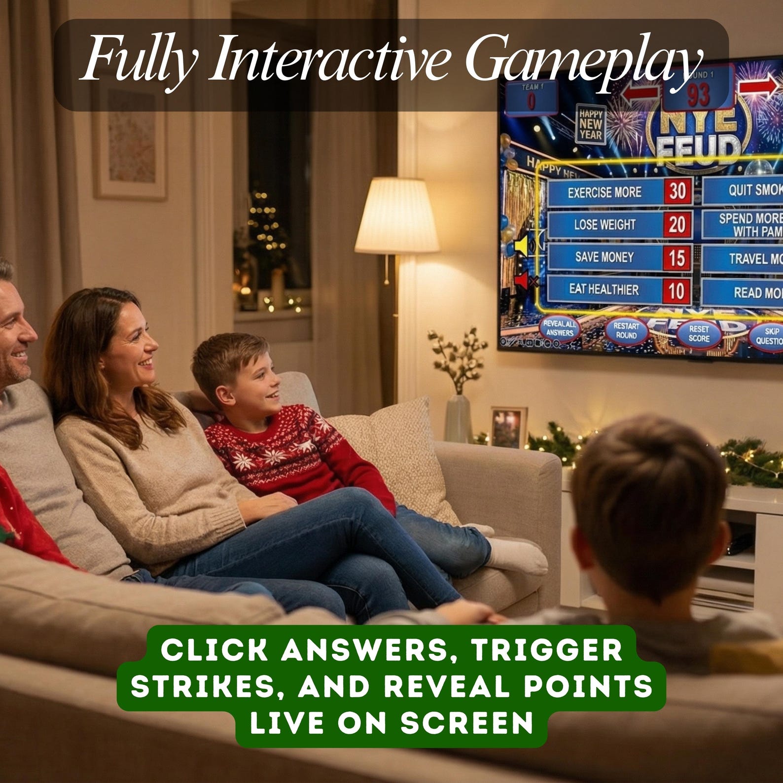 New Years Eve Party Friendly Feud Family Game, Editable Powerpoint Game ...