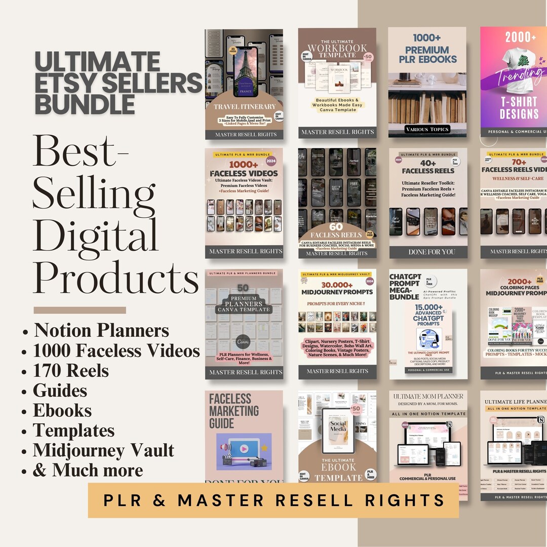Etsy Sellers Bundle:faceless Videos, Planners, Digital Marketing ...