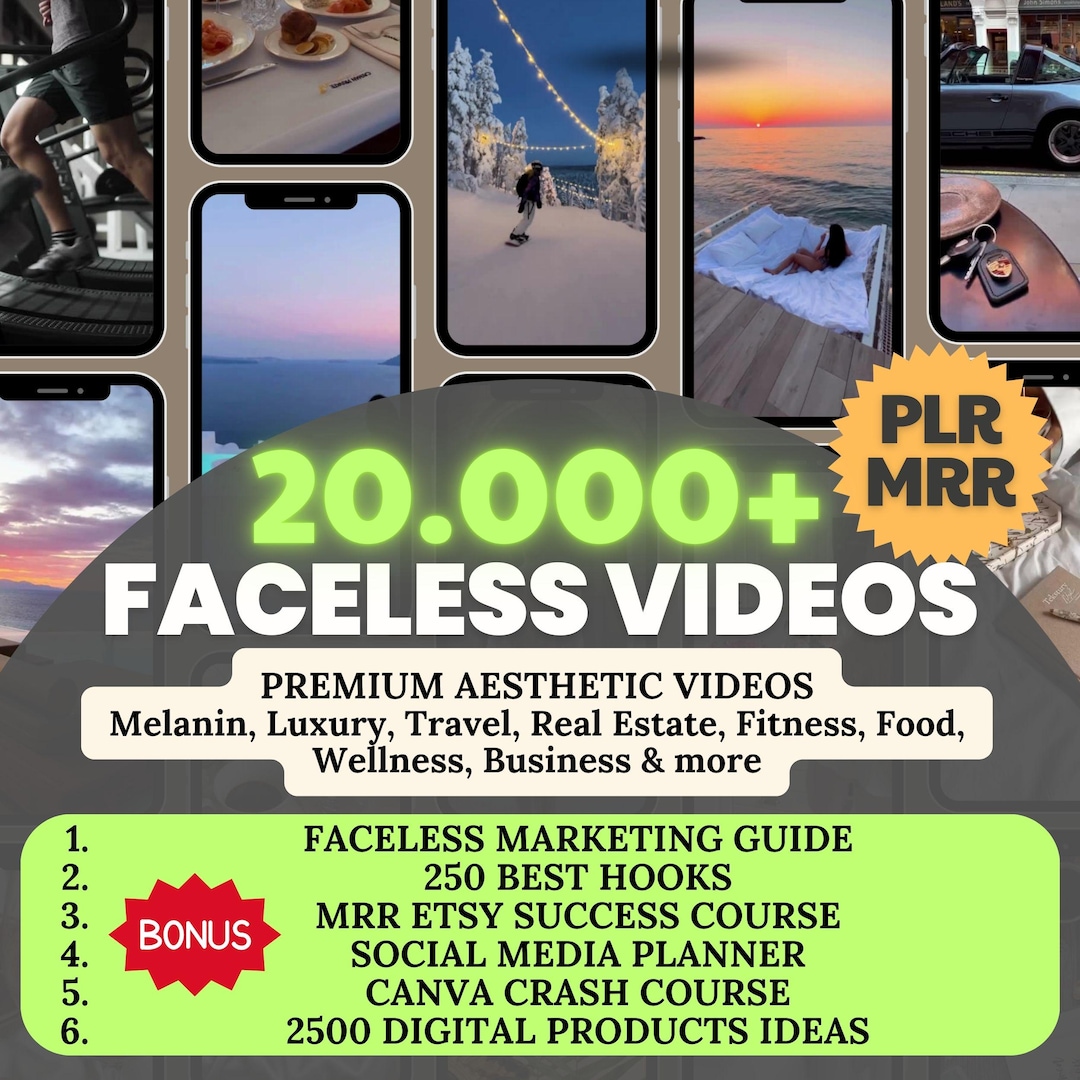 20,000+ Faceless Reels: Luxury, Travel, Wellness (MRR) - Etsy