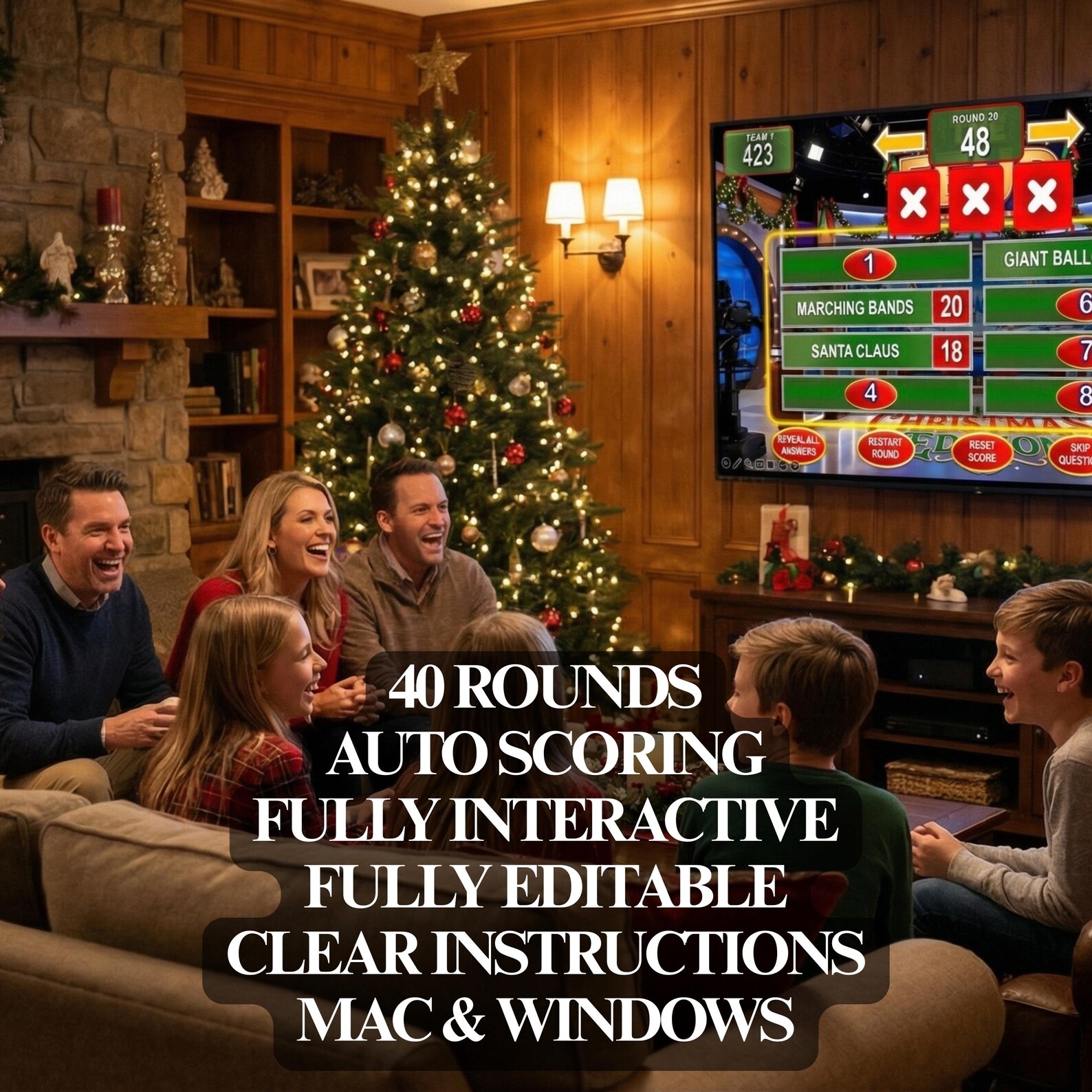 Christmas Friendly Feud Family Game, Editable Powerpoint Game Show With ...