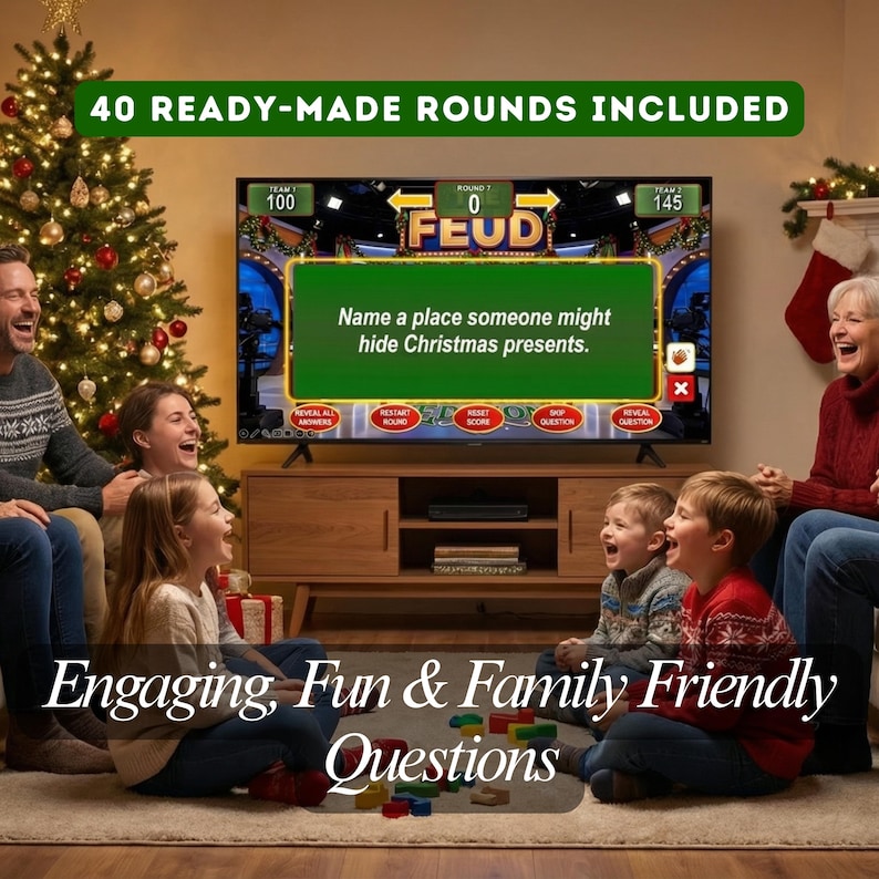 Christmas Friendly Feud Family Game, Editable Powerpoint Game Show With ...