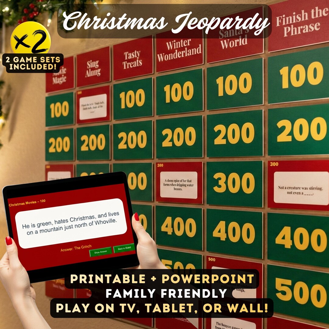 Christmas Jeopardy Game, Digital Powerpoint & Printable Party Family ...