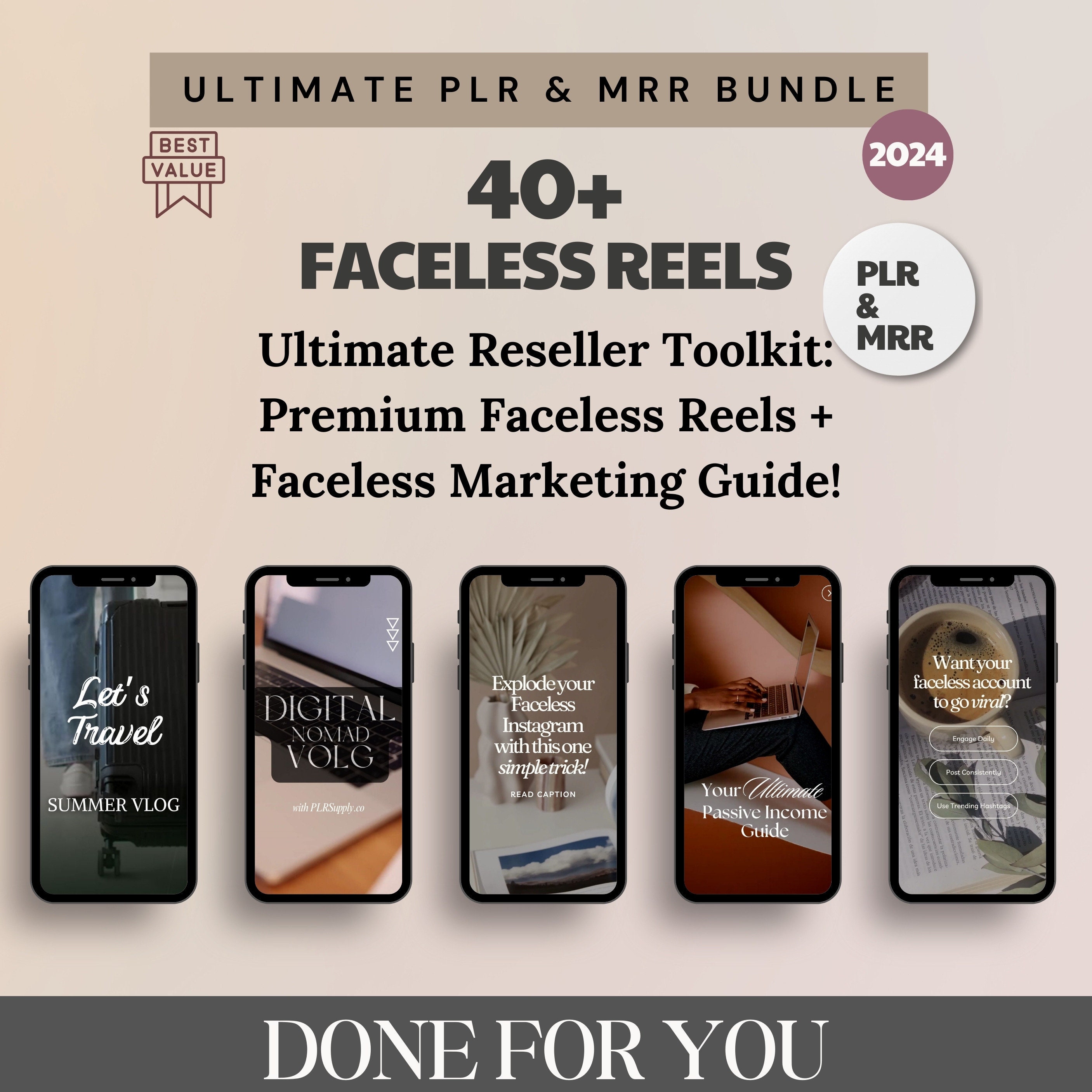 Faceless Reels With Master Resell Rights and PLR, Faceless Marketing ...