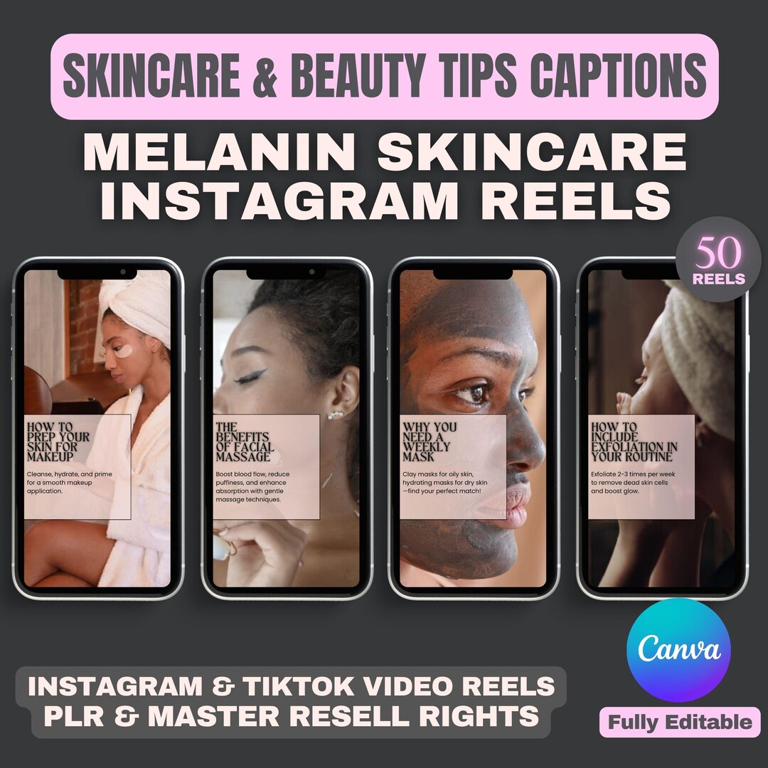 Melanin Skincare Instagram Reels: Black Women Videos (MRR & PLR) - Etsy