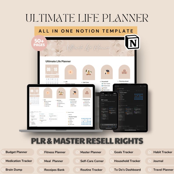 Boho Notion Template, Notion Personal Planner, Life Planner, Digital ...