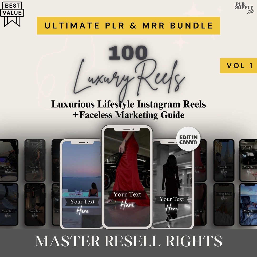 MRR Instagram Luxury Reels Master Resell Rights PLR Instagram Template ...