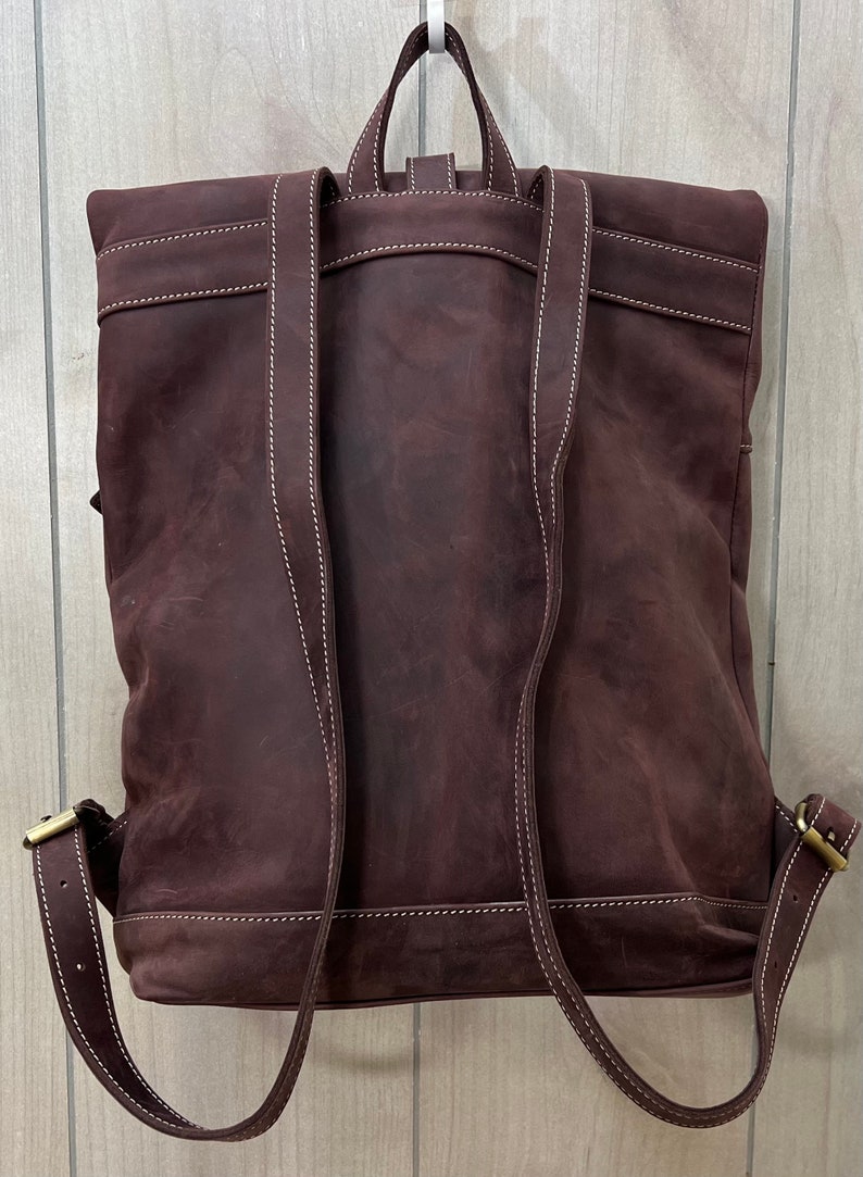 Leather Slim Fold-top Backpack - Etsy