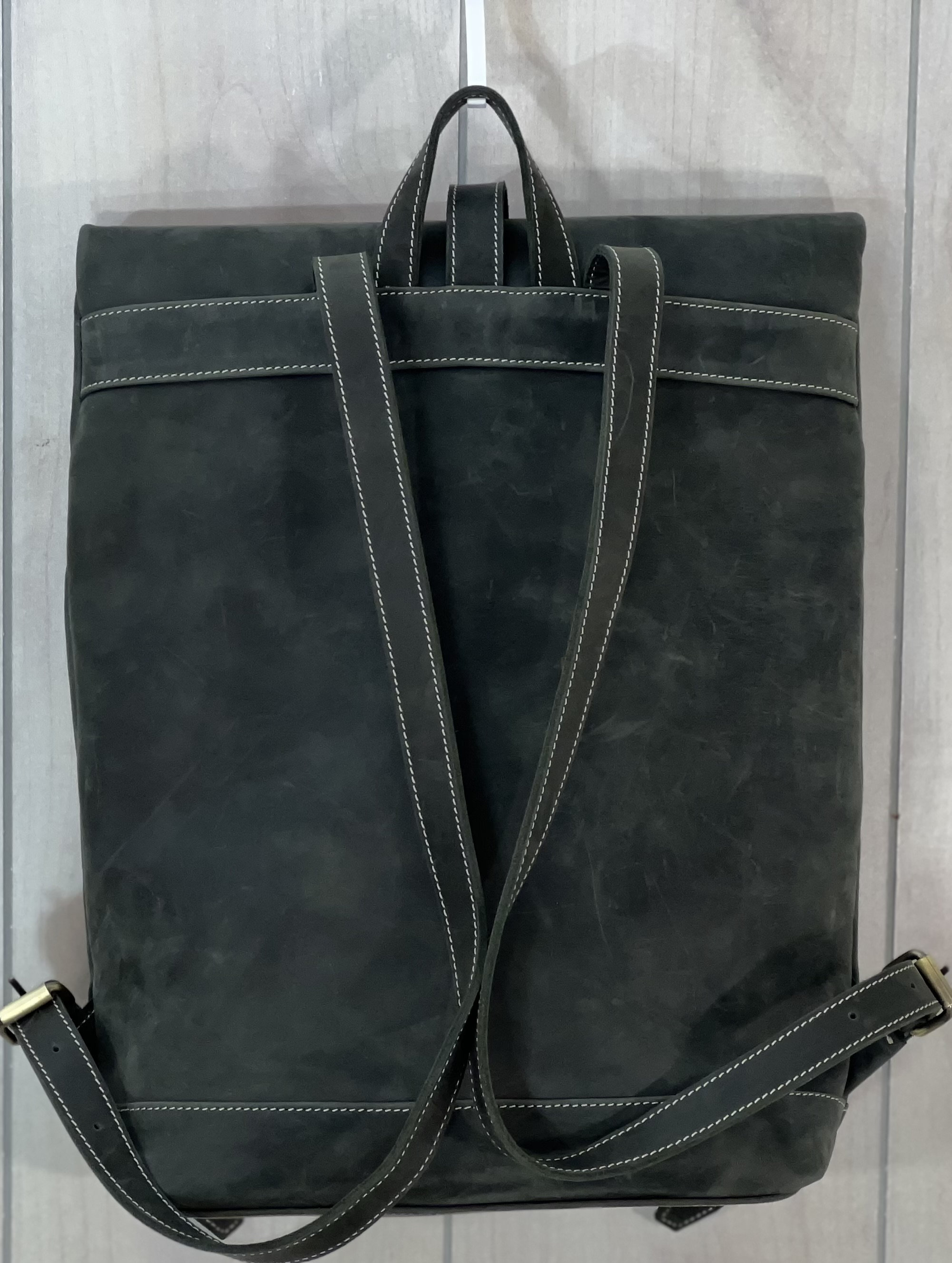 Leather Slim Fold-top Backpack - Etsy