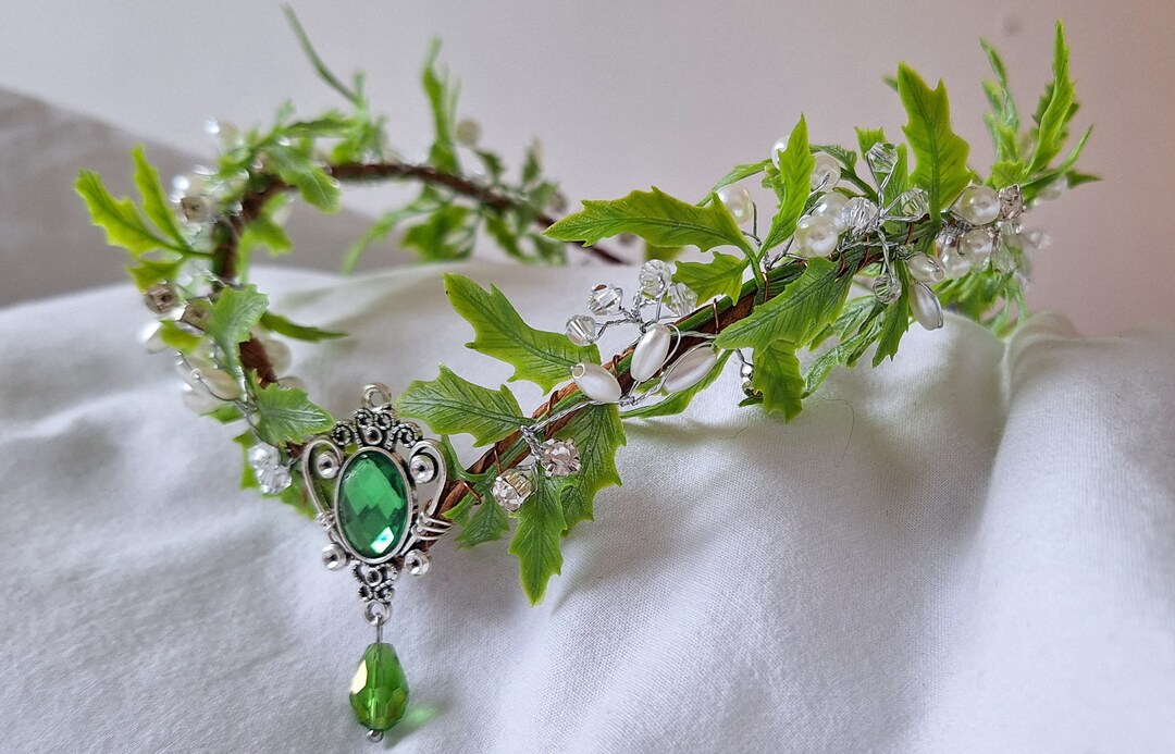 Elf Tiara Green, Headpiece Fairy, Woodland Elf Tiara, Elven Headpiece ...