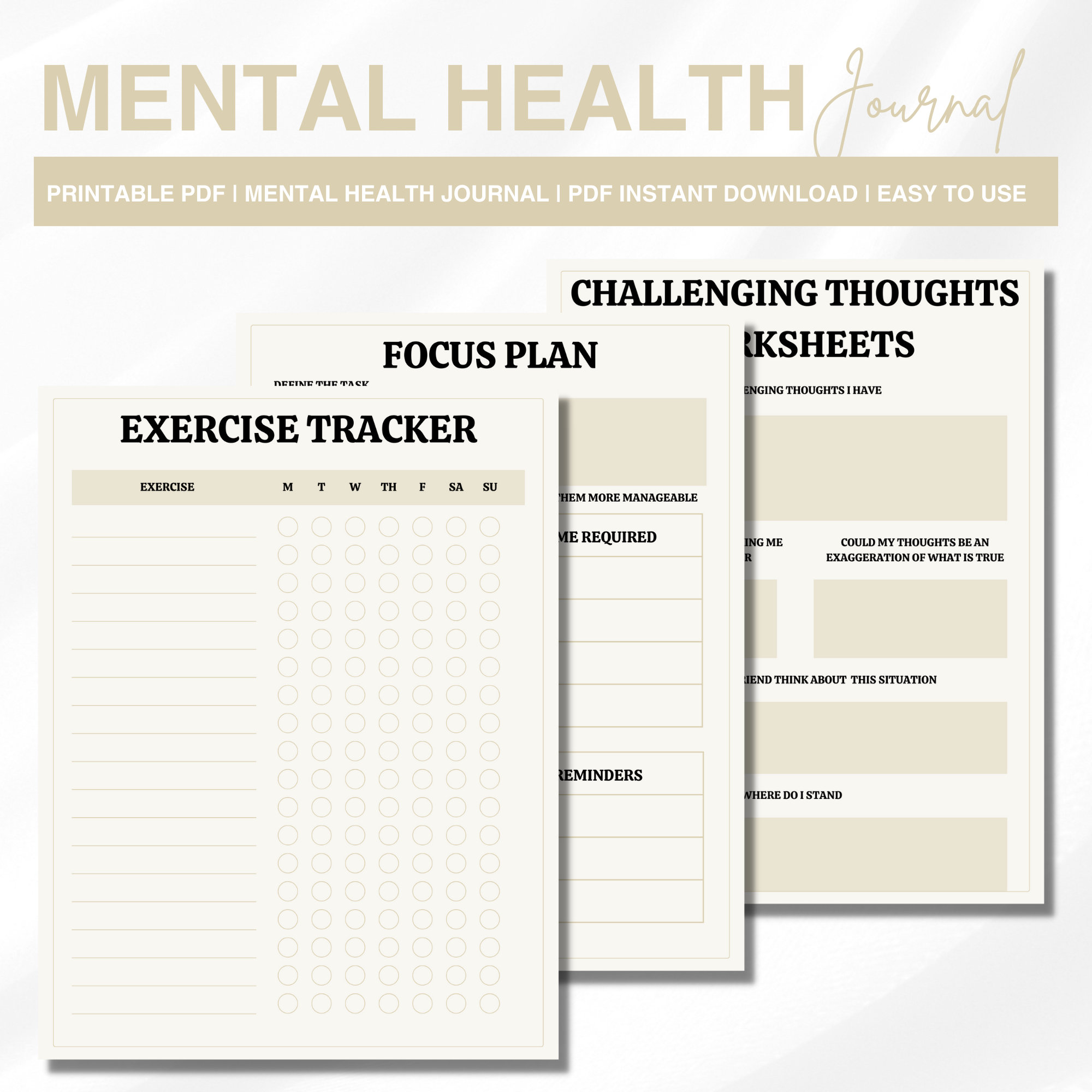 Mental Health Journal PRINTABLE Pages Mental Health Daily - Etsy