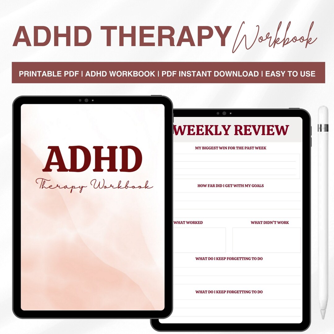 ADHD PRINTABLE Workbook, Executive Function Planner, Adult ADHD Therapy ...