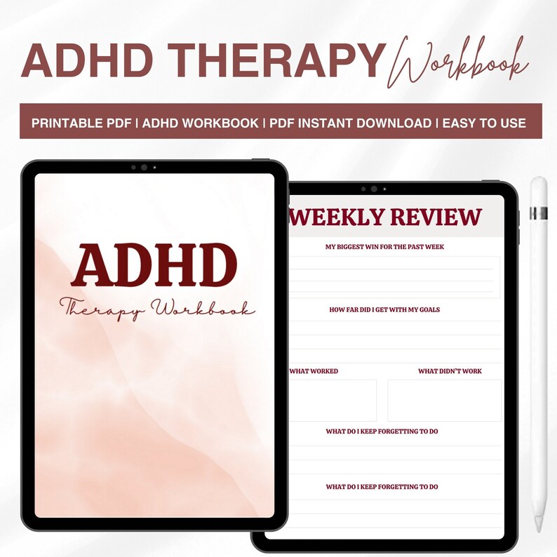 ADHD PRINTABLE Workbook, Executive Function Planner, Adult ADHD Therapy ...