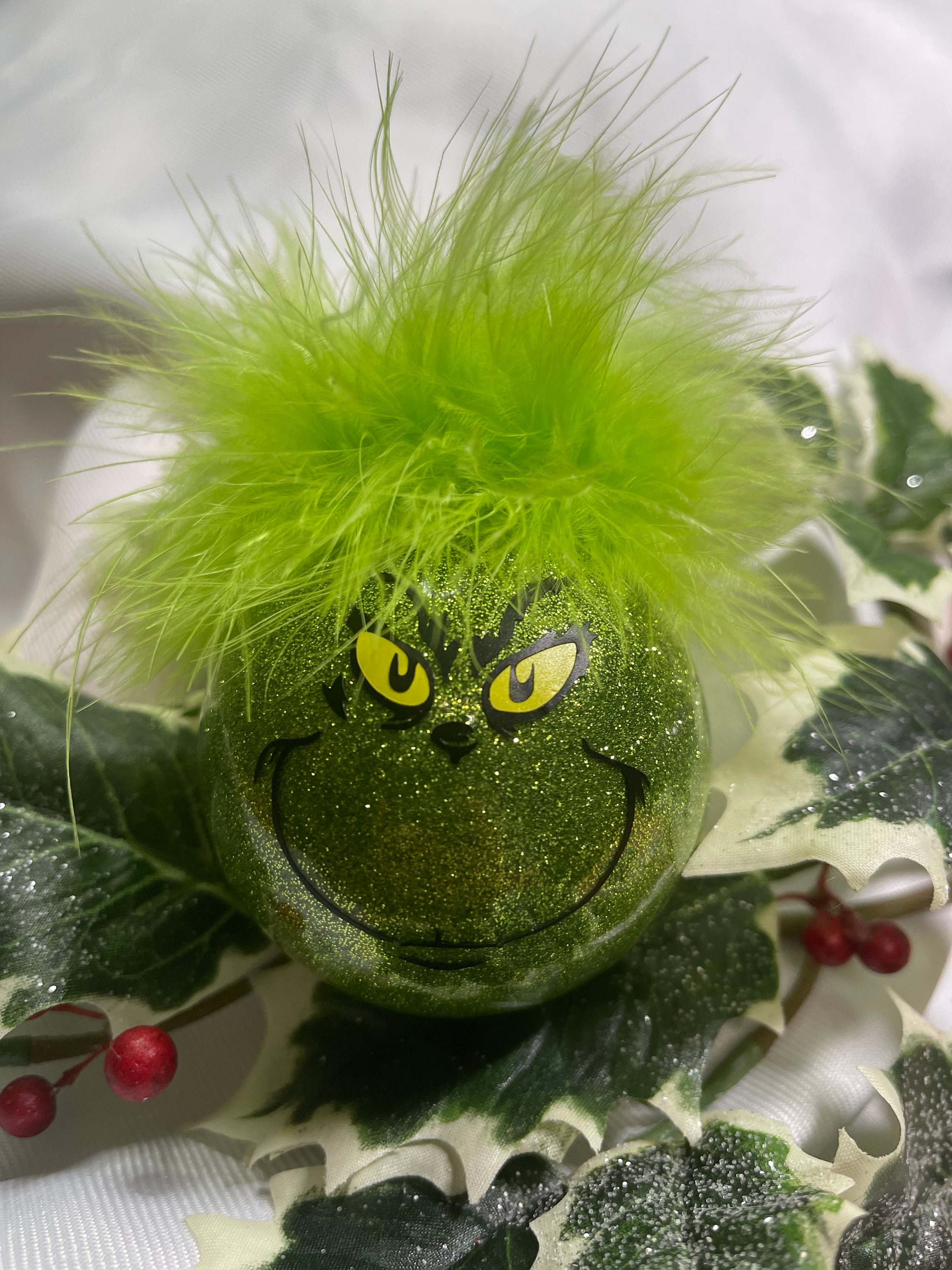 Grinch Inspired Glitter Christmas Ornament, Grinch Bulb - Etsy
