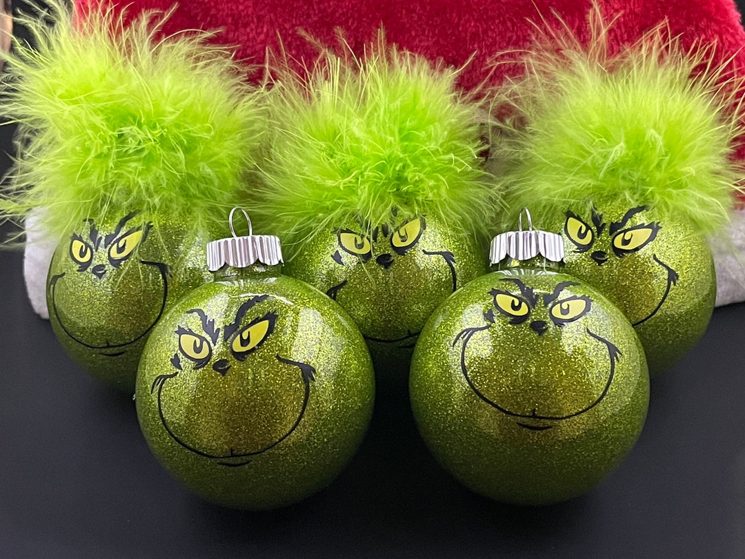 Grinch Inspired Glitter Christmas Ornament, Grinch Bulb - Etsy