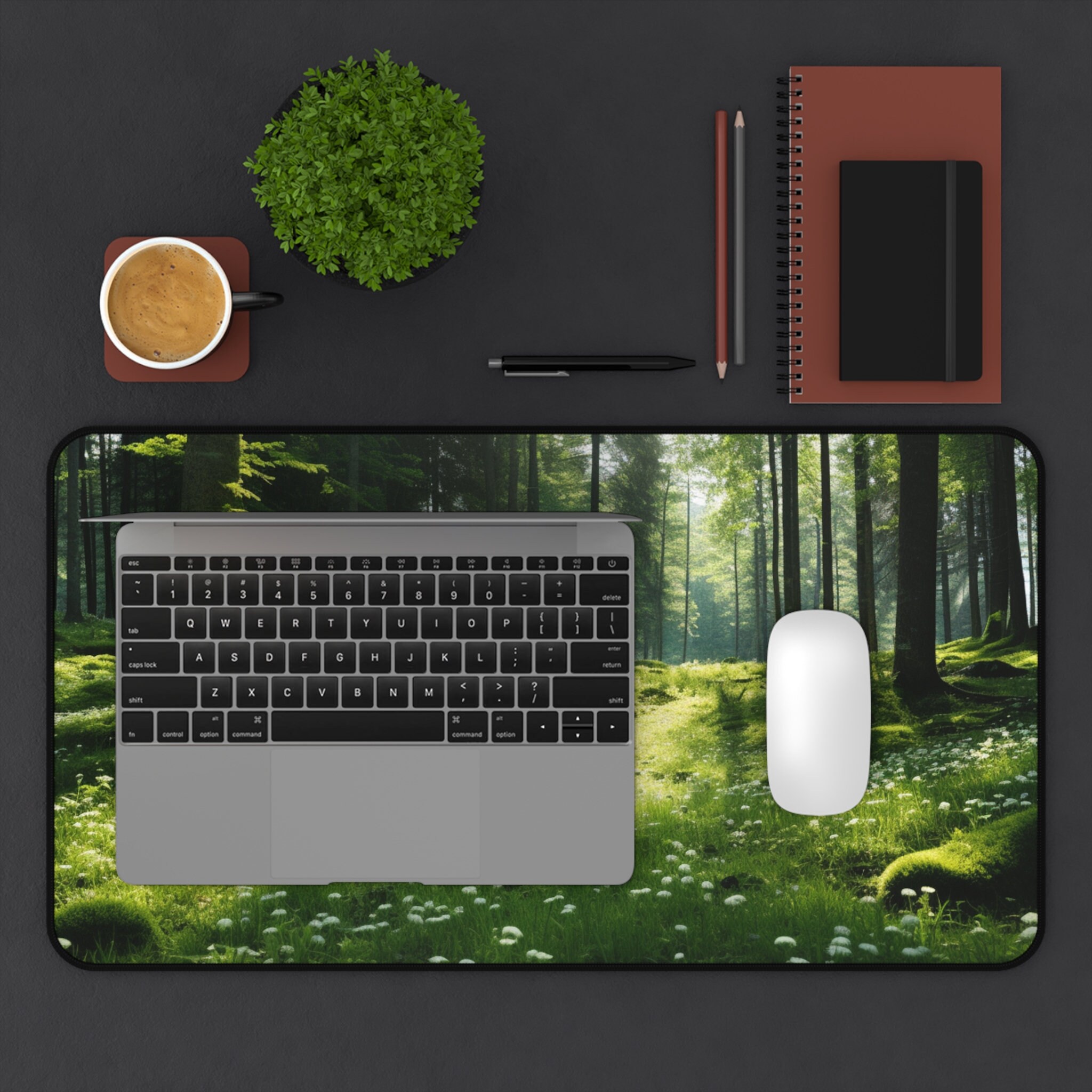 Desk Mat - Green Forest With Grass and Wildflowers - Etsy