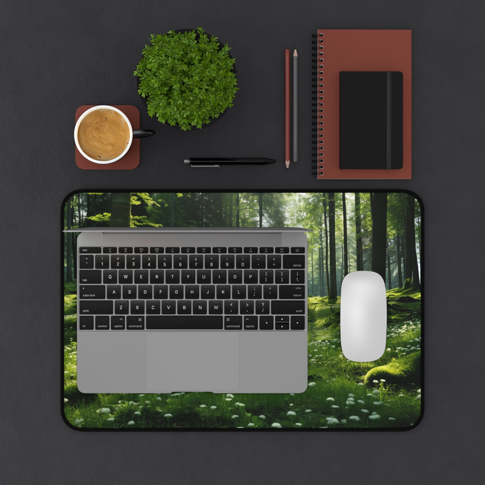 Desk Mat - Green Forest With Grass and Wildflowers - Etsy