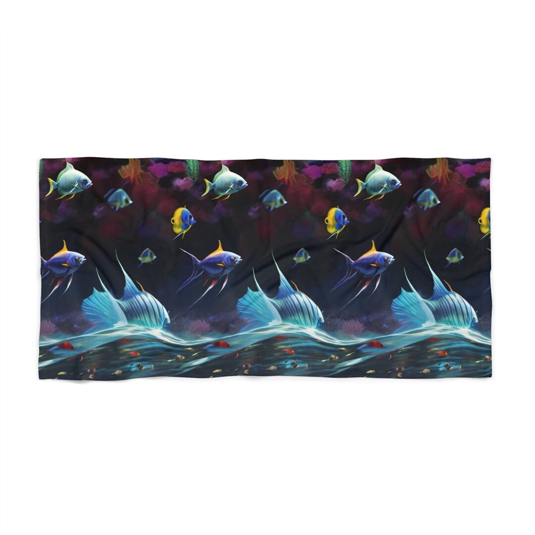 Blue Ocean Gems Polyester Cotton Beach Towel Colorful Fish Design ...