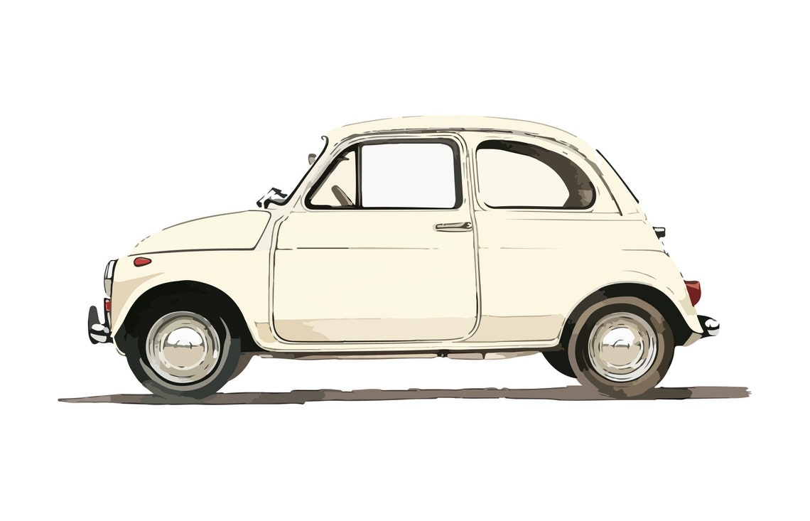 Cute Cream Colored Classic European Car Watercolor - Cute and Classic ...
