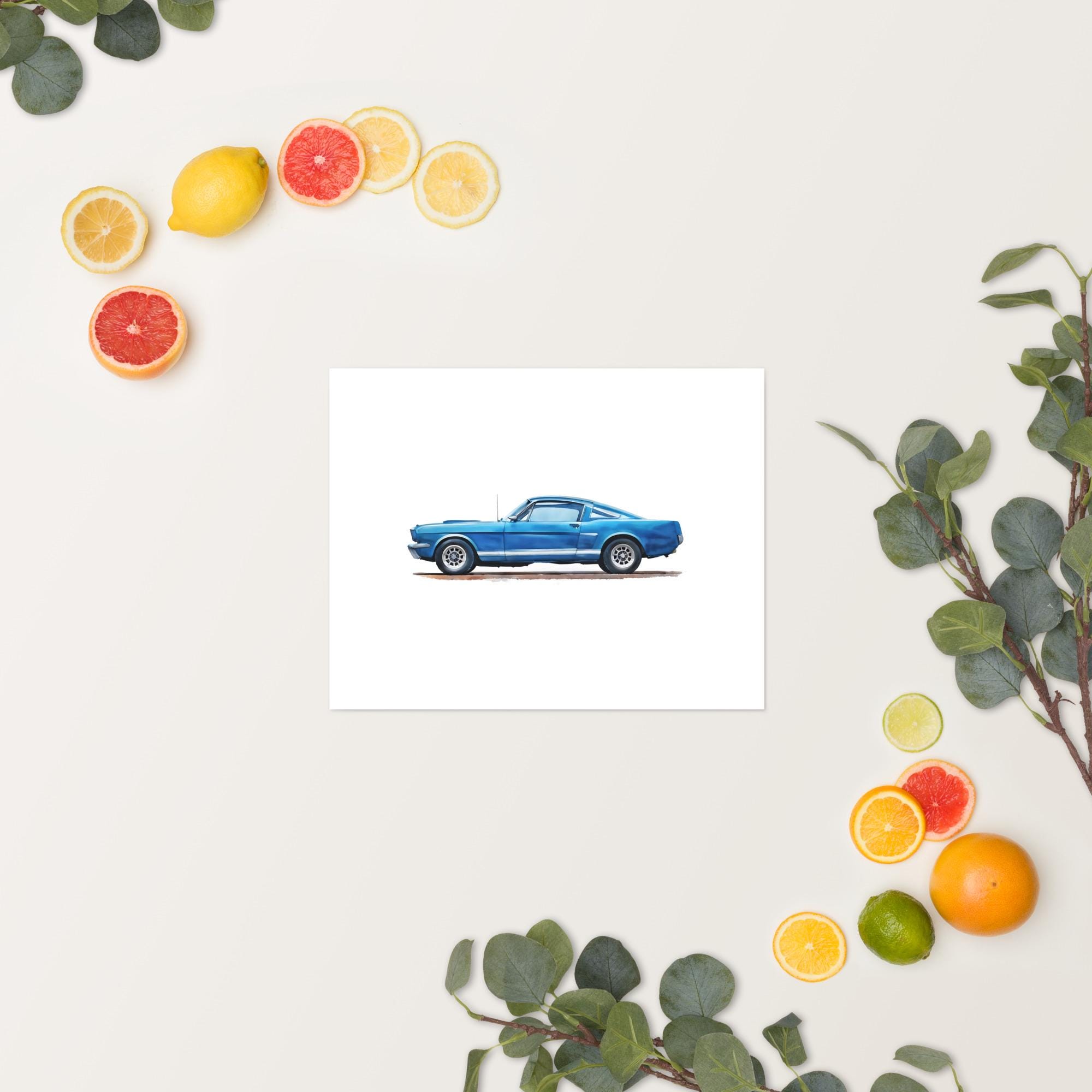 Classic Blue Mustang Fastback Watercolor Style Digital Download, Muscle ...