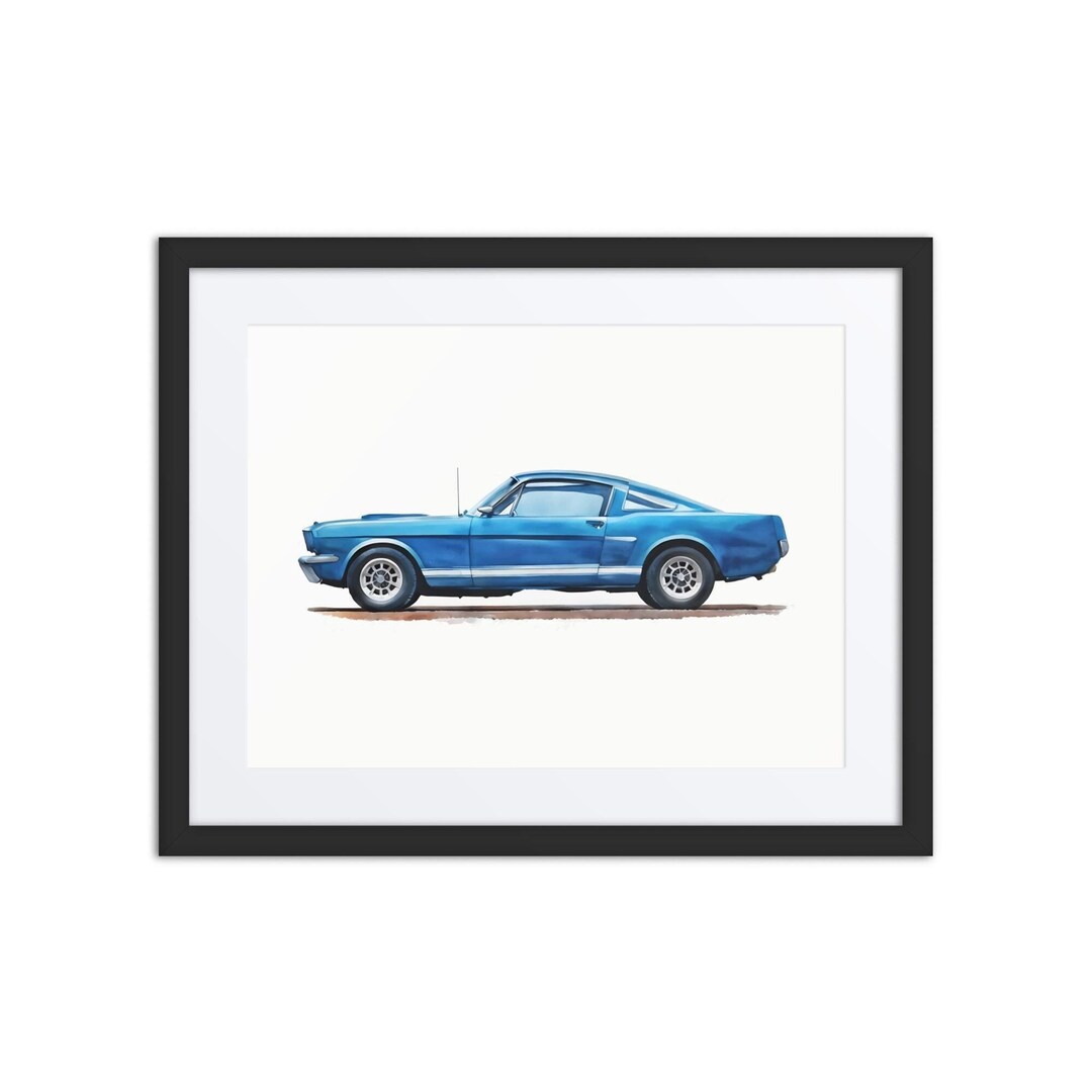 Classic Blue Mustang Fastback Watercolor Style Digital Download, Muscle ...