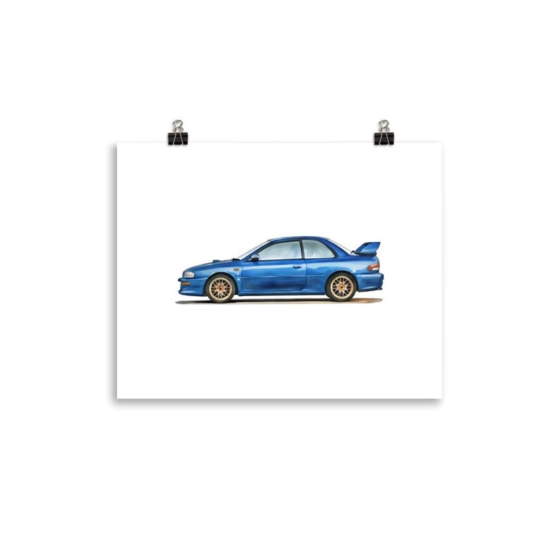 Blue JDM Style 2 Door Rally Sport Sedan Watercolor - GC8E Style Art ...