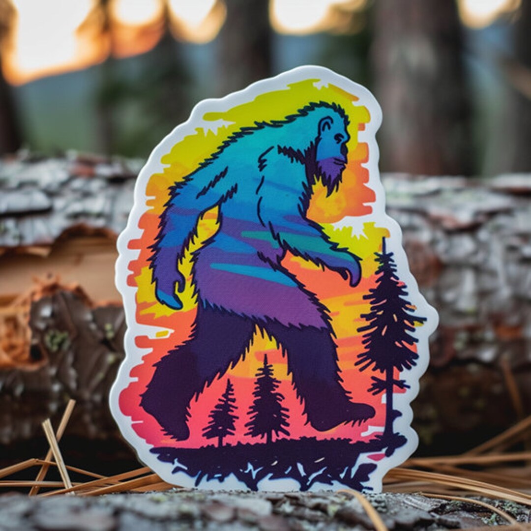 Sasquatch on the Run Holographic Sticker - Etsy