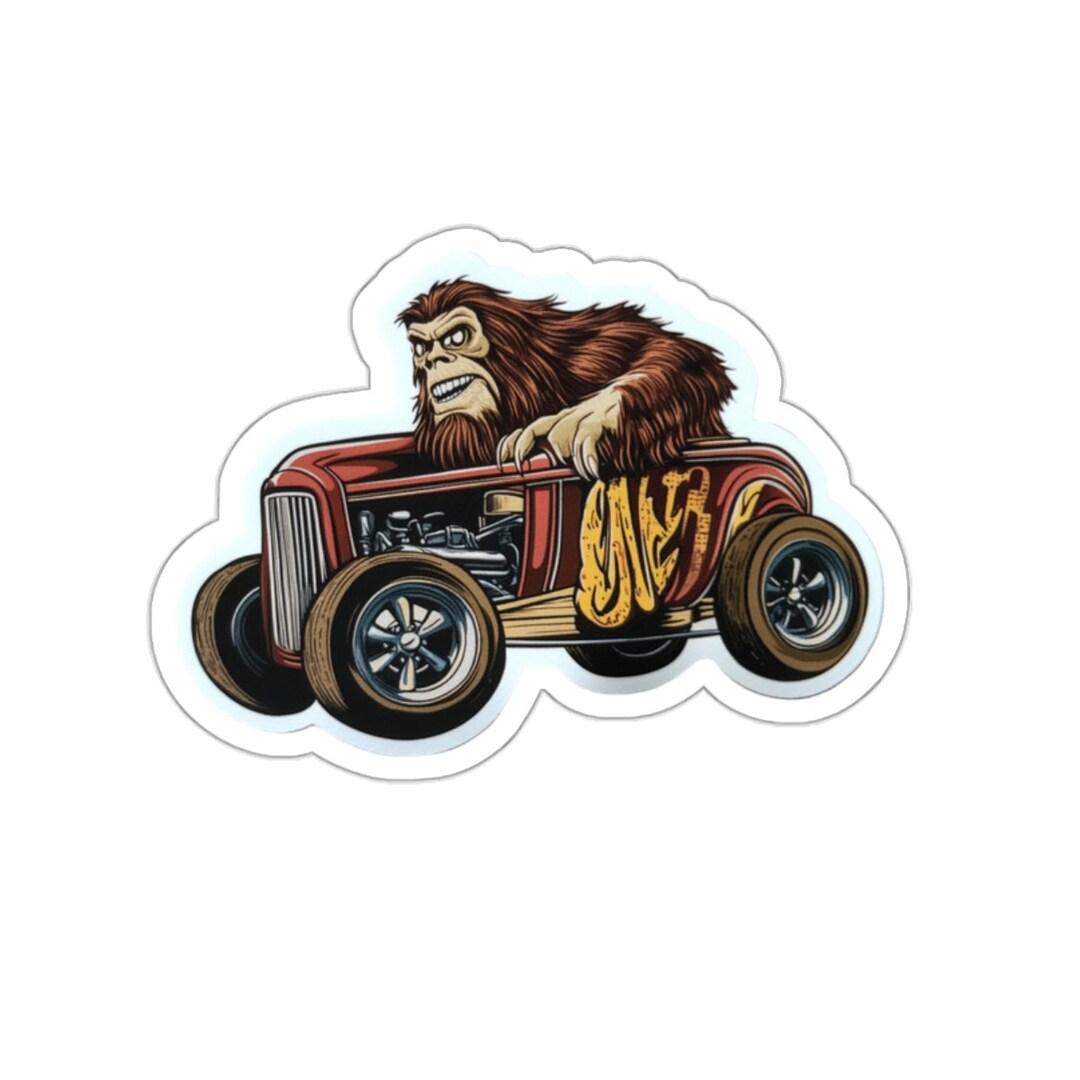 Sasquatch Hotrod Havoc Sticker | Fun Vintage Bigfoot Decal | Perfect ...