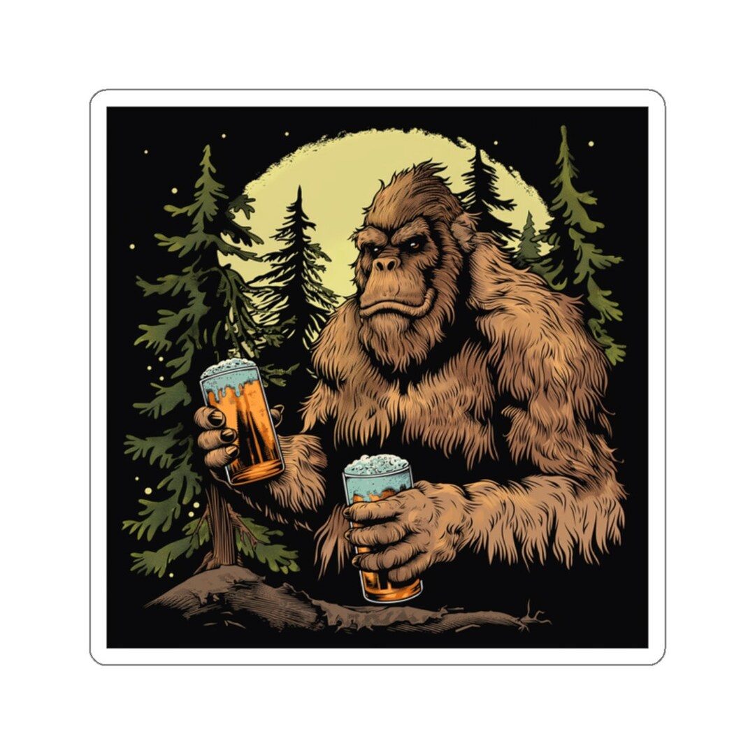 Brew-squatch Sticker | Fun Vintage Bigfoot Decal | Perfect for Laptops ...