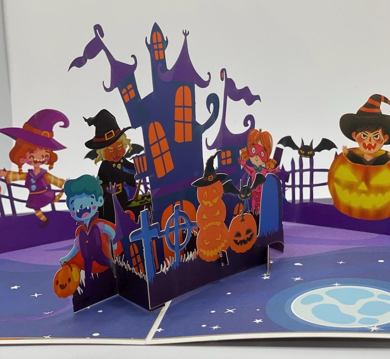 Halloween Friends Haunted House Popup Card • Halloween 3D Pop up Card ...