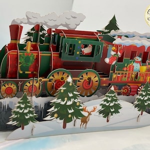 Christmas Train 3D Pop up Card Special Holiday Gift Cards - Etsy