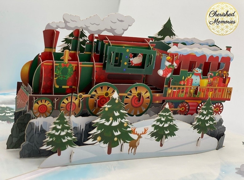 3D Christmas Train Pop up Card - Etsy