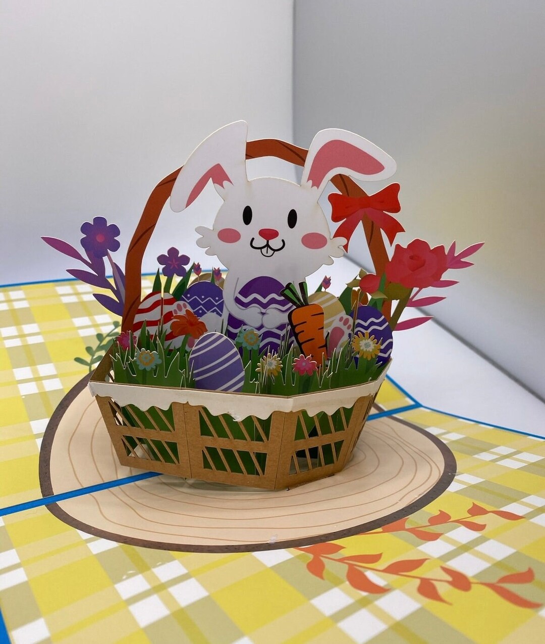 3D Easter Bunny Card • Pop-up Easter Basket - Etsy