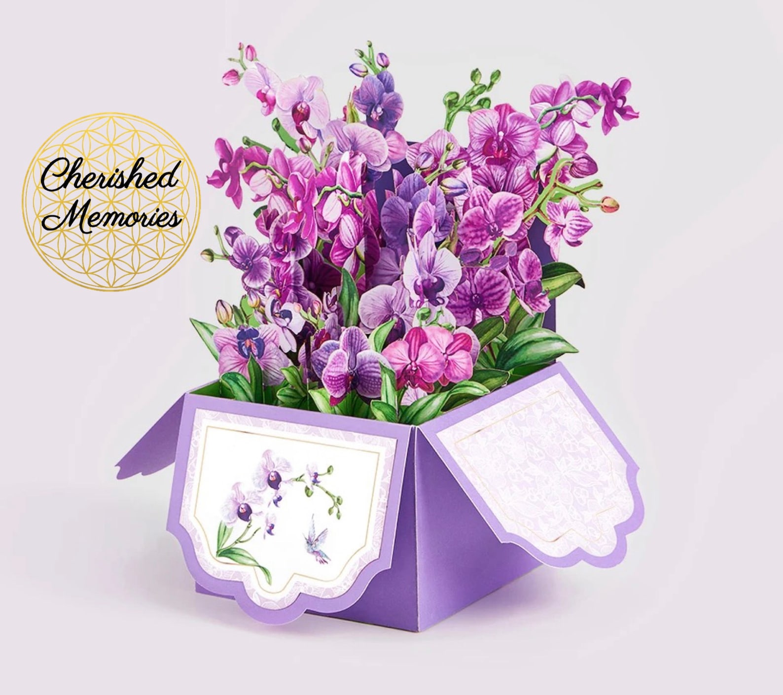 Beautiful Purple Orchid 3D Pop up Birthday Card Any Occasion Purple ...