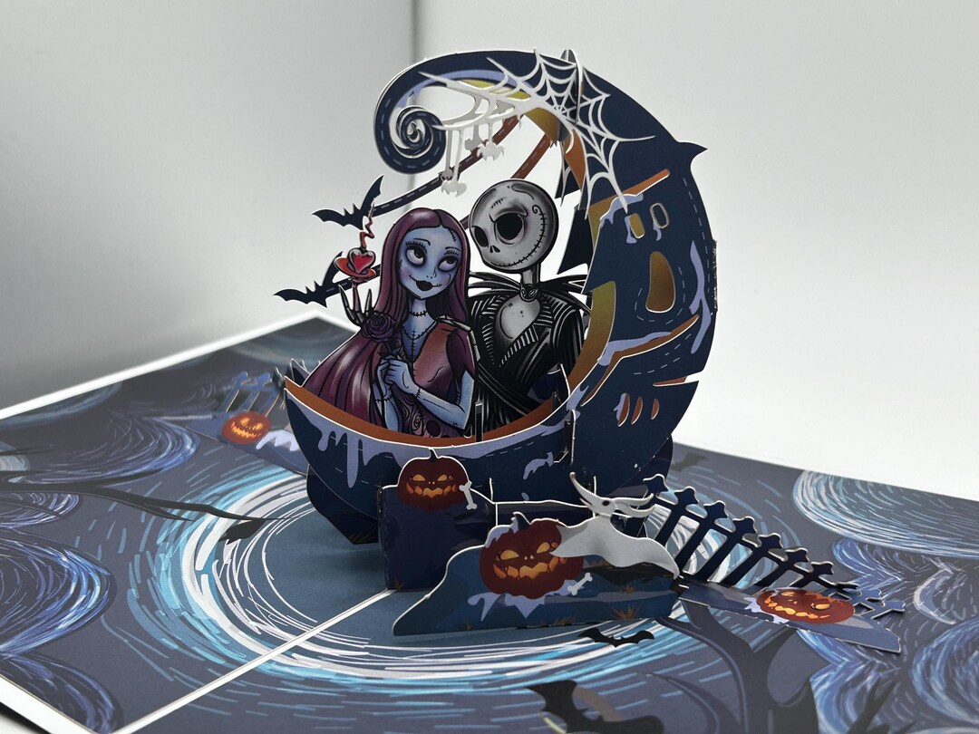 Halloween 3D Pop-up Card • Jack and Sally, NBC - Etsy