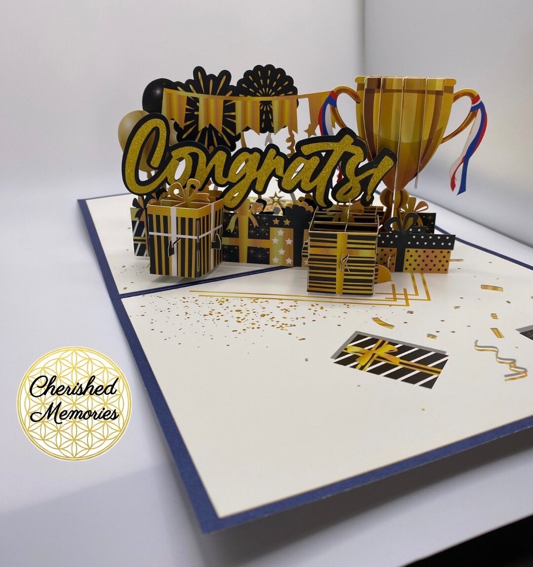 Congratulations 3D Pop up Card - Trophy and Gifts - Etsy