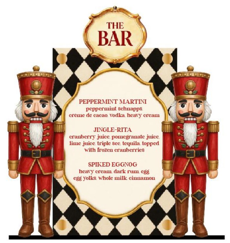 Nutcracker Christmas Bar Menu – Custom Acrylic UV Printed Holiday ...