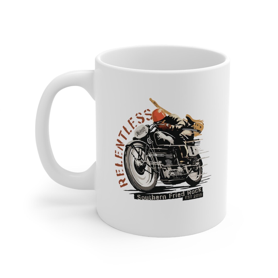 Relentless Cafe Racer Design White Ceramic 11oz and 15oz Mug - Etsy