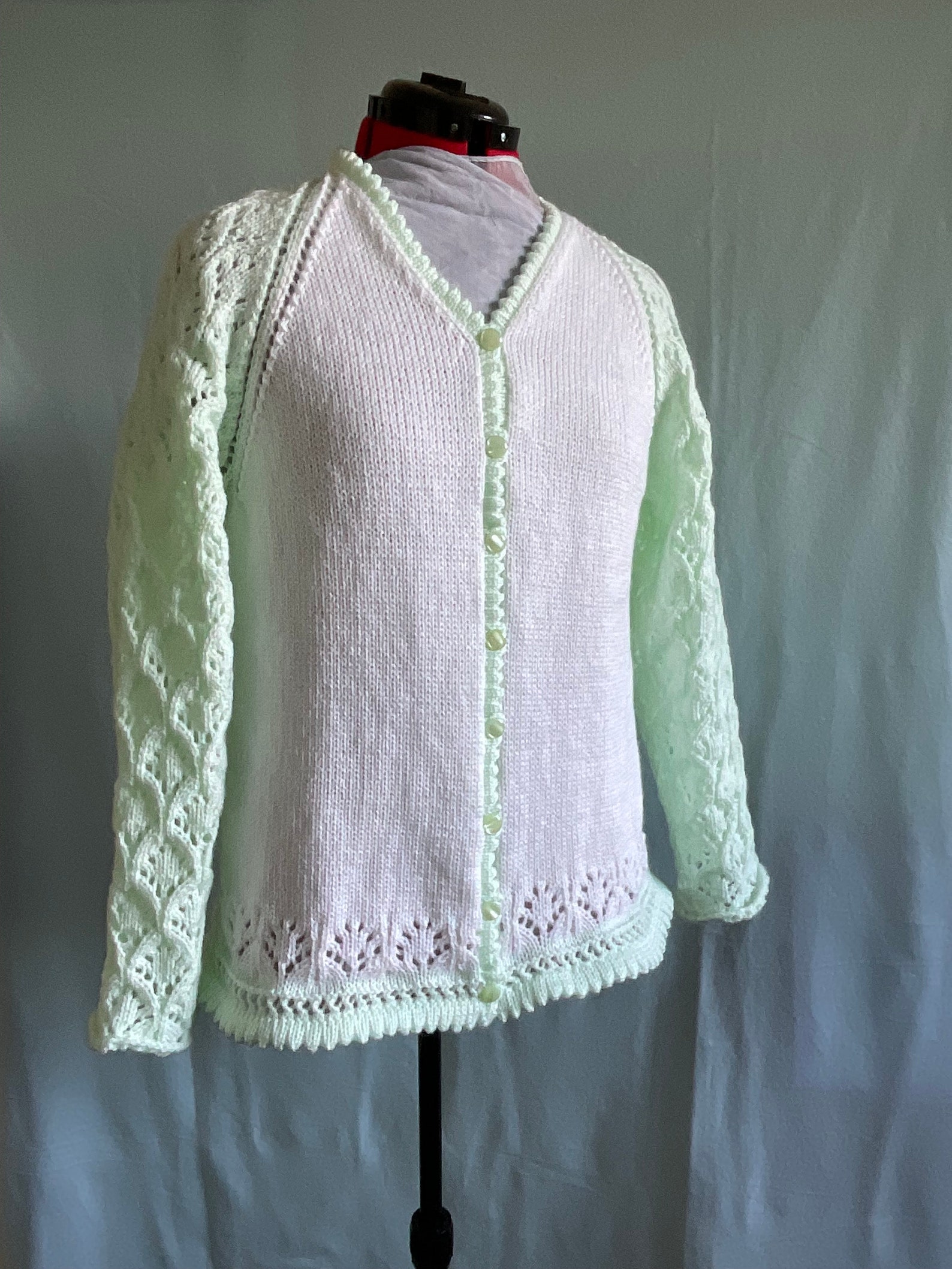 Lace Sleeve V-neck Cardigan Knitting Pattern – Ladies Veronica Design ...
