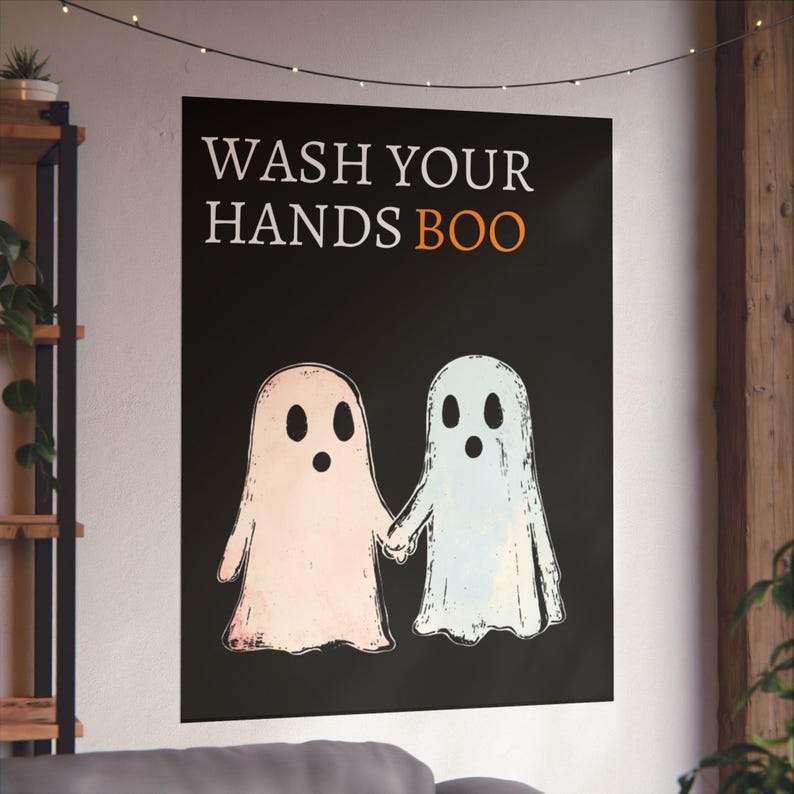 Wash Your Hands Boo Poster, Halloween Bathroom Decor, Halloween ...