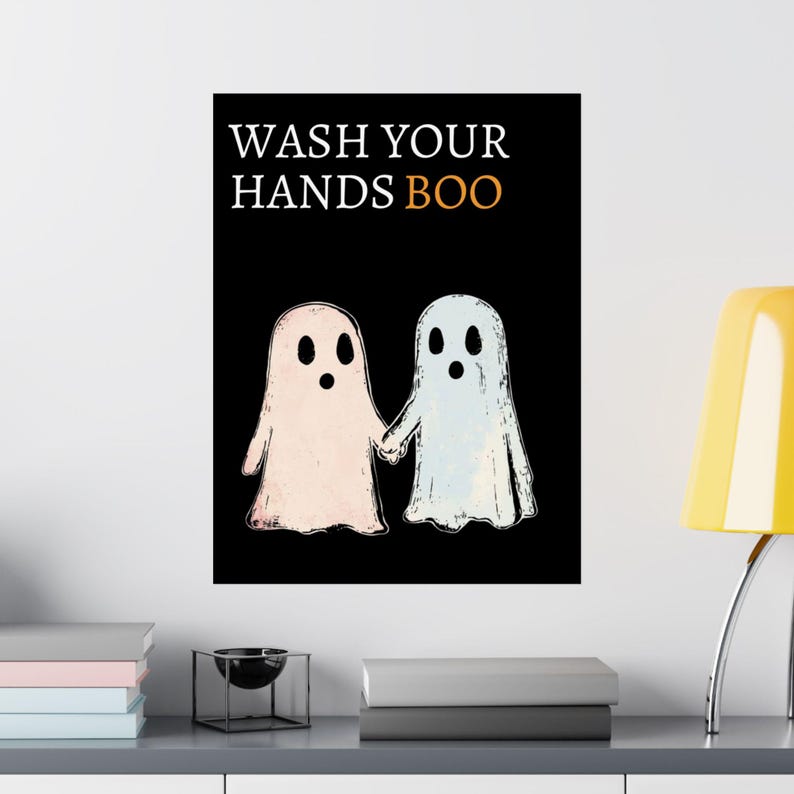 Wash Your Hands Boo Poster, Halloween Bathroom Decor, Halloween ...