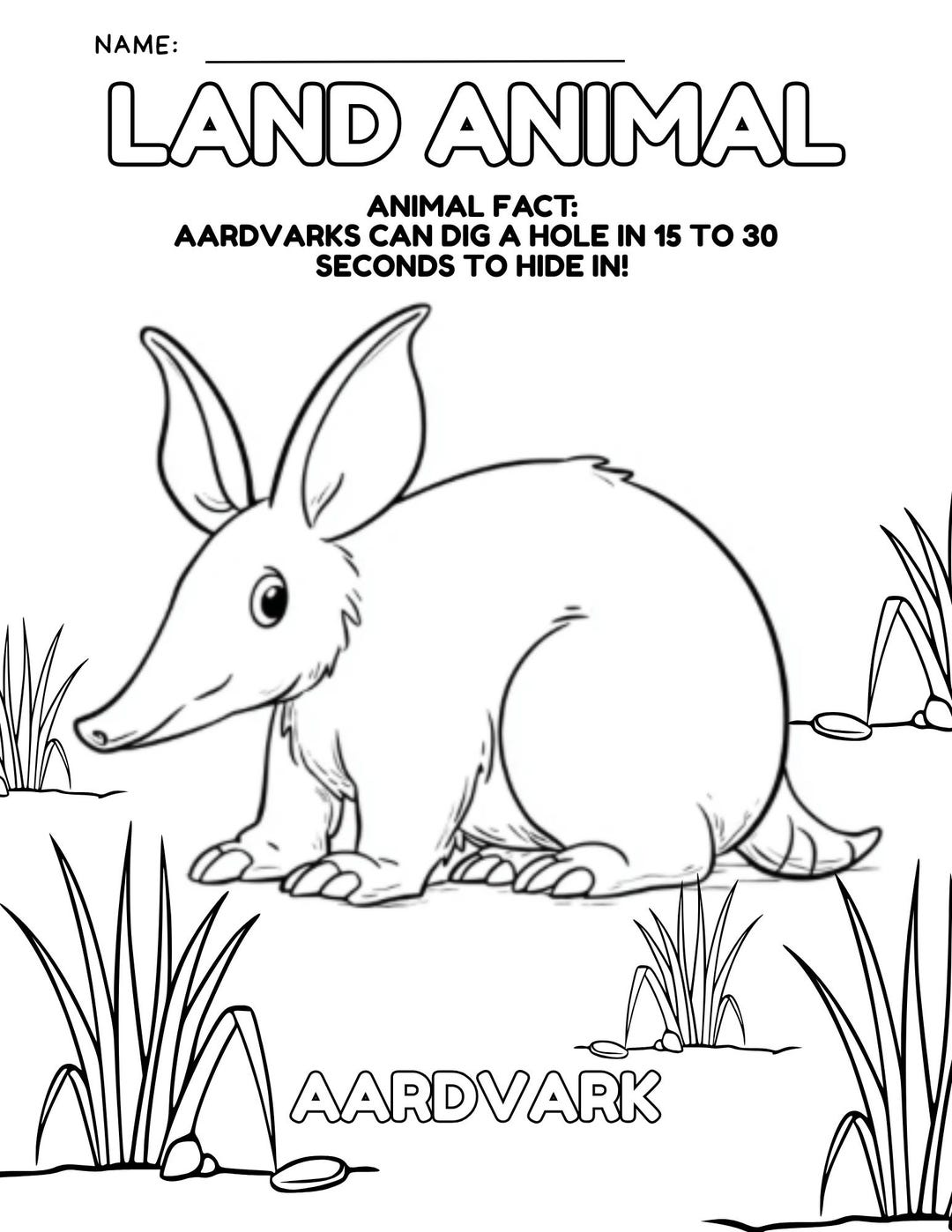 Land Animals A-Z Coloring Book With Animal Facts | Kids Animal Alphabet ...