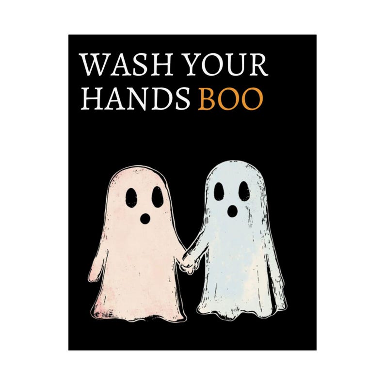 Wash Your Hands Boo Poster, Halloween Bathroom Decor, Halloween ...