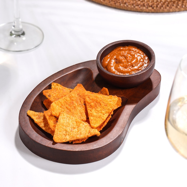 Wooden Chip and Dip Platter With Dip Bowl Multipurpose Serving Platter ...