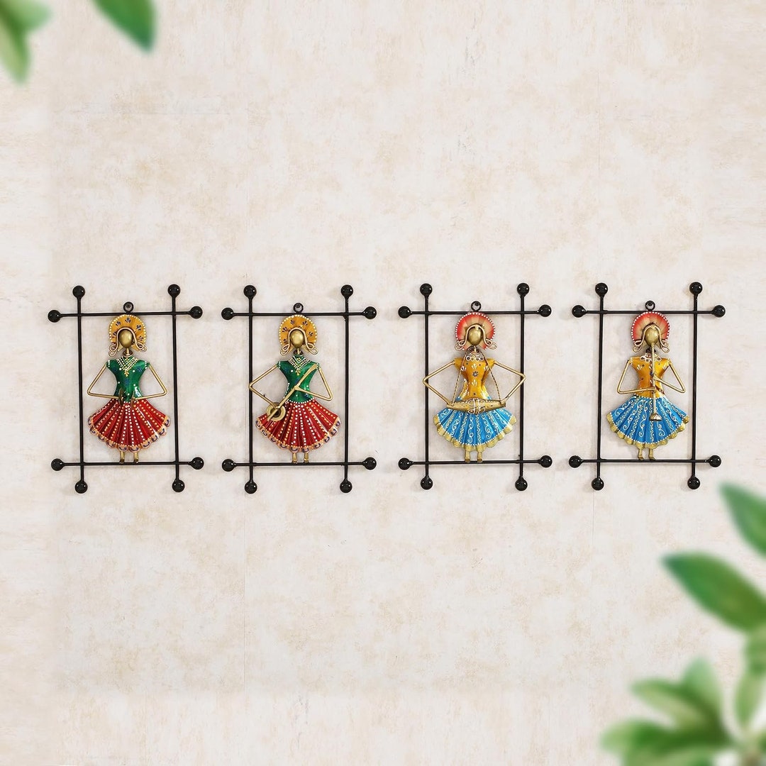 Indian Handicrafts Handpainted Metal Wall Hanging Marwari Music Frame ...